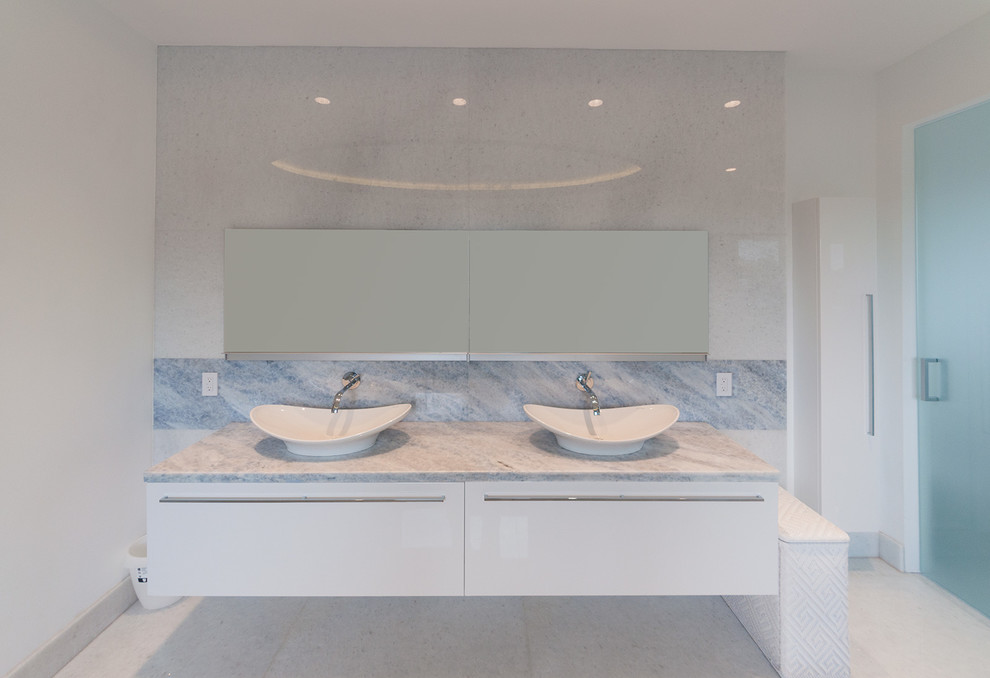 Modern Mosa White Marble Home - Contemporary - Bathroom - Miami - by ...