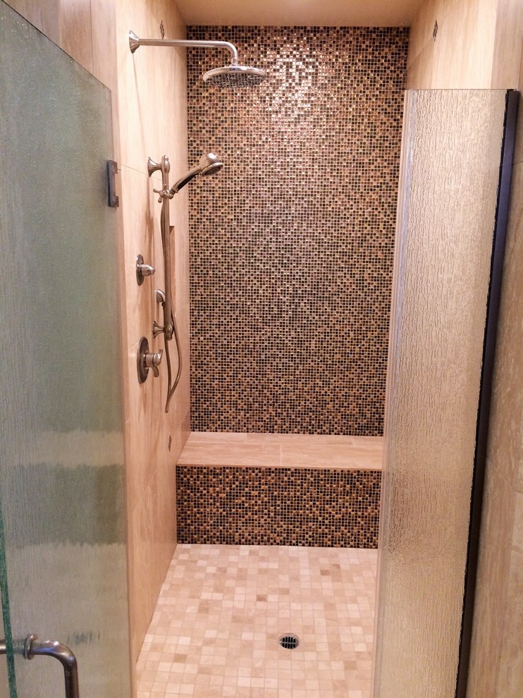 Modern Shower Design With Vein Cut Tile - Modern - Bathroom - Phoenix ...