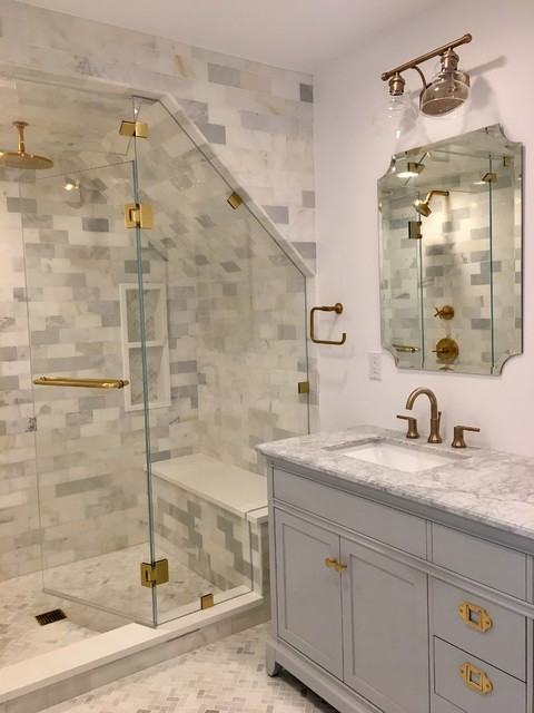 Modern Tudor Bathroom Renovation - Transitional - Bathroom - New York ...