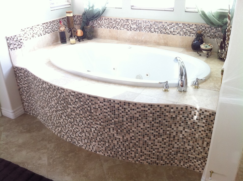 Mosaic & travertine tub surround - Traditional - Bathroom - Orange ...