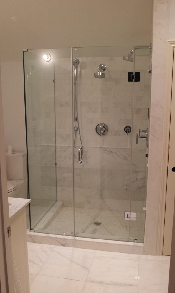 MULTI PANEL FRAMELESS SHOWER ENCLOSURES - Traditional - Bathroom - Dallas - by AC GLASS | Houzz