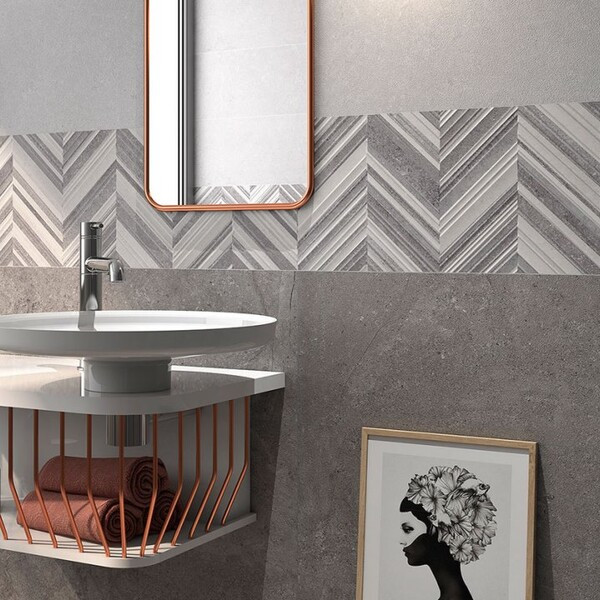 Nasca Grey Geometric Wall tiles - Direct Tile Warehouse - Bathroom ...
