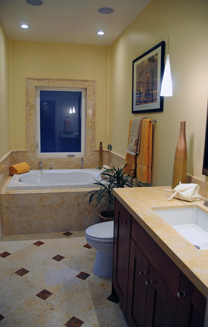 Natural Stone, shaker style cabinets & pendant light fixture. - Asian ...