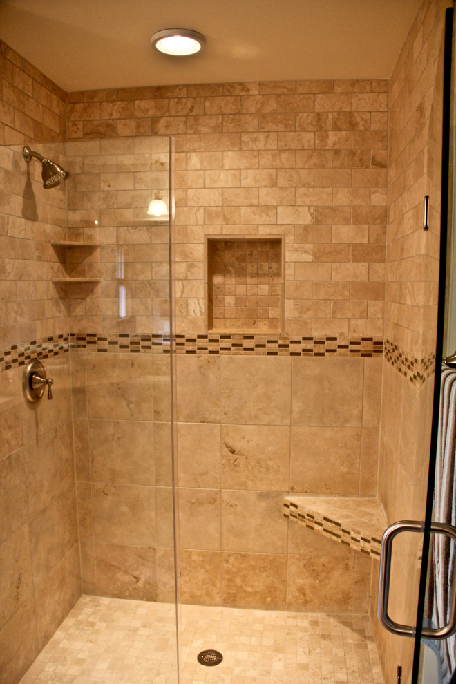 Natural stone walk in shower - Traditional - Bathroom - Milwaukee - by ...