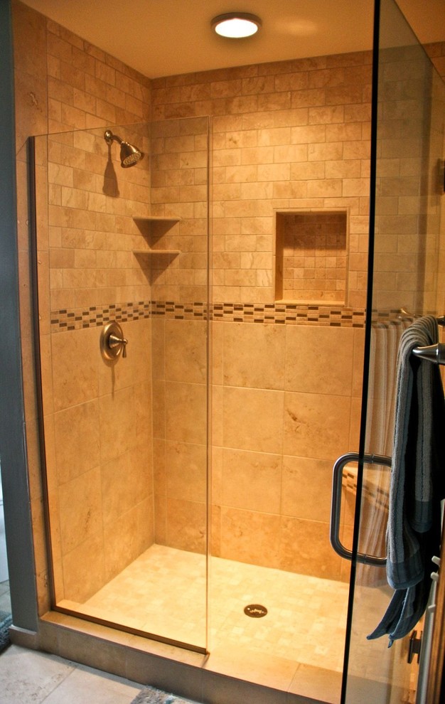 Natural stone walk in shower - Traditional - Bathroom - Milwaukee - by ...