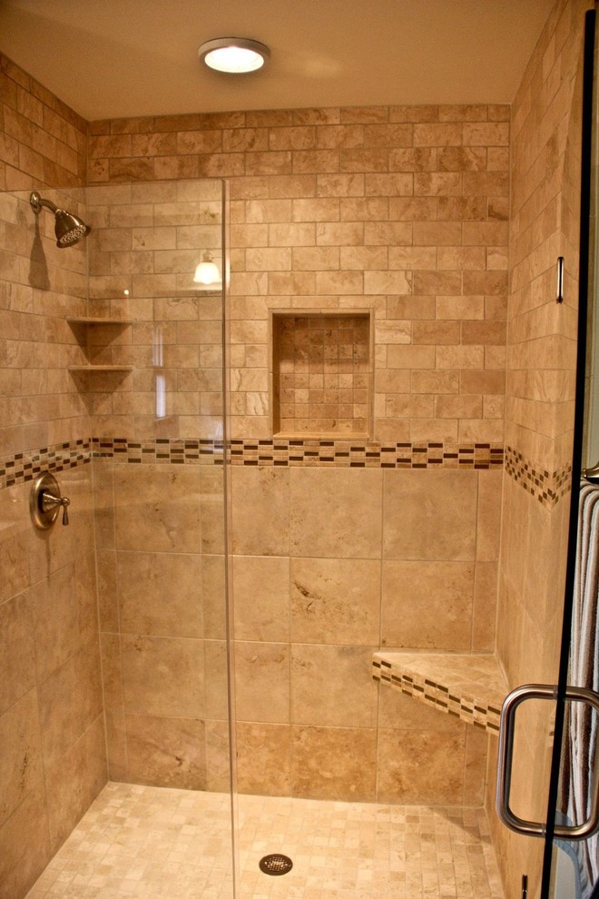 Natural stone walk in shower - Classique - Salle de Bain - Milwaukee ...
