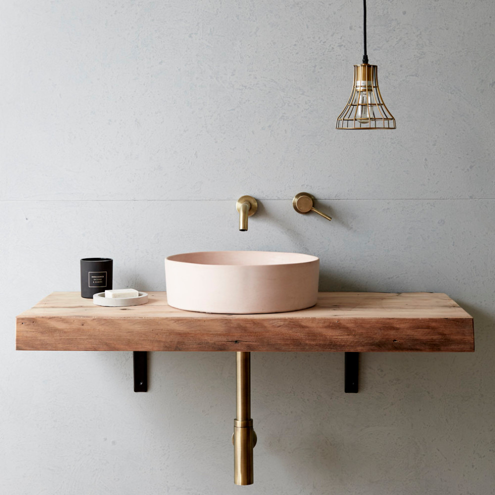 Natural Wood & Concrete Basin Display - Contemporary - Bathroom ...