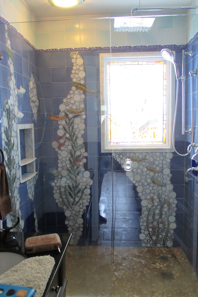 Nautical Undersea-themed Mosaic Tiled Shower - Eclectic - Bathroom ...