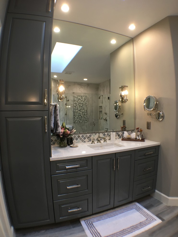 Navigating an awkward bathroom layout - Transitional - Bathroom ...