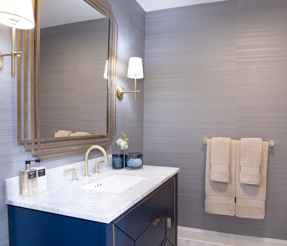 Navy Vanity For A Contemporary Bathroom - Bathroom - New York - by Tesi ...