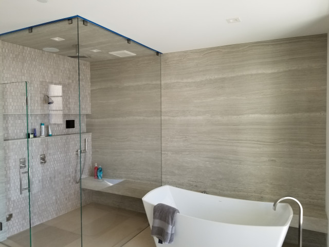 Neolith Mater Wall and Floating Bench - Contemporary - Bathroom ...