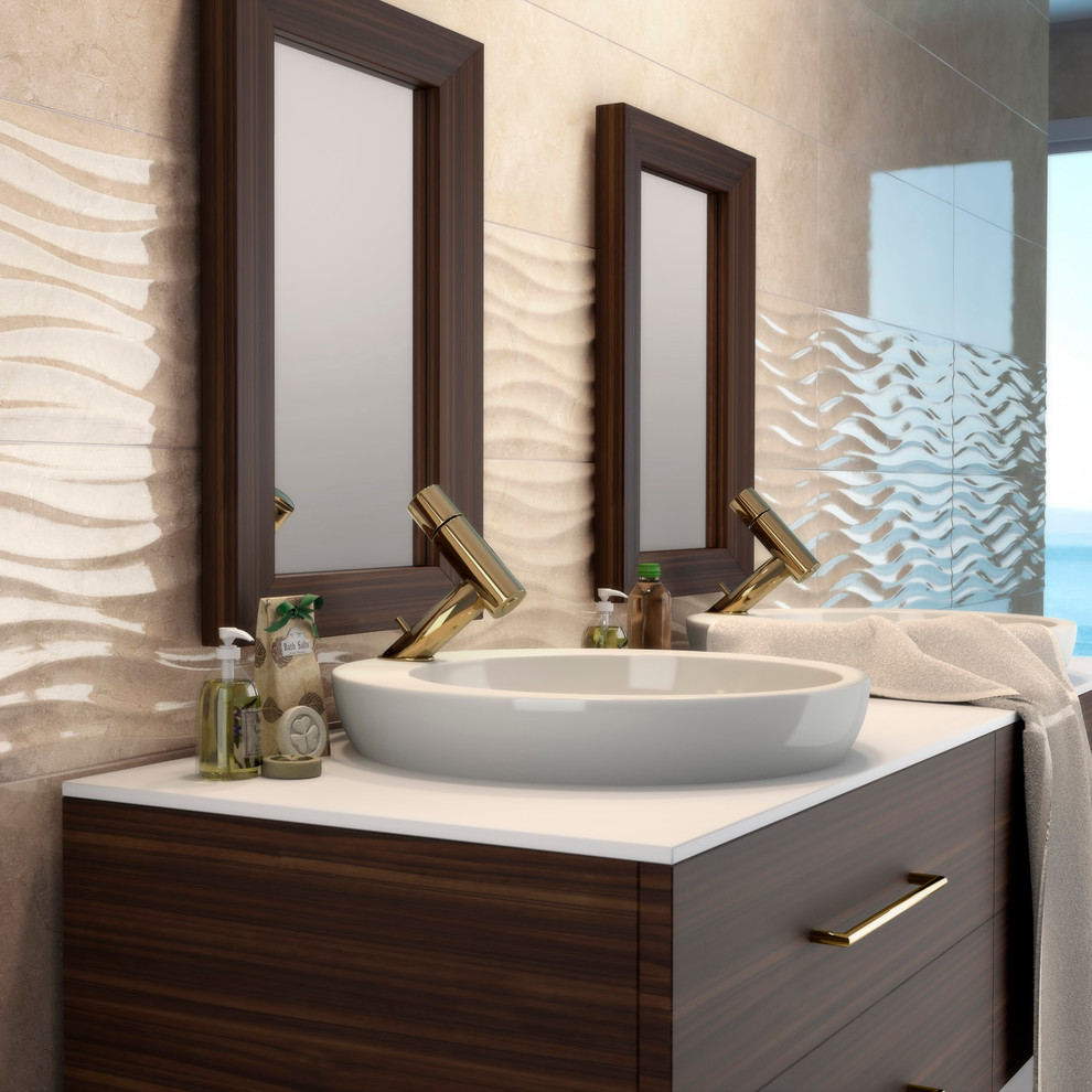 Ocean Beige 35-1/2 in. x 11-3/4 in. Ceramic Wall Tile - Contemporary ...
