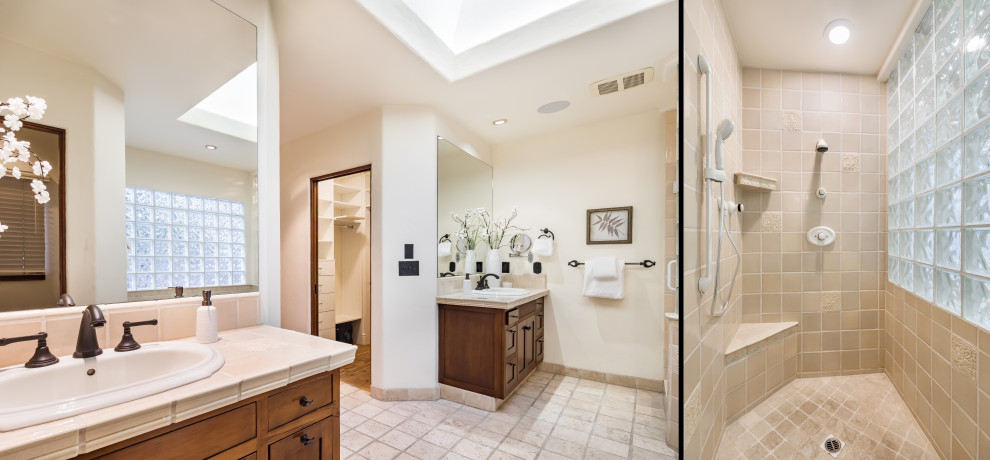 Old World California Mission Style Estate - Los Altos Hills, CA - Southwestern - Bathroom - San ...
