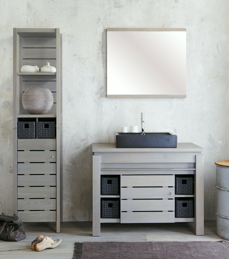 ORIGIN by Line Art Silver Gray Solid Oak Bathroom Vanity + Accessories ...