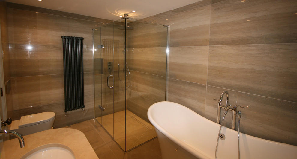 'Pavillion' Polished Limestone Paneling - Modern - Bathroom - Other ...