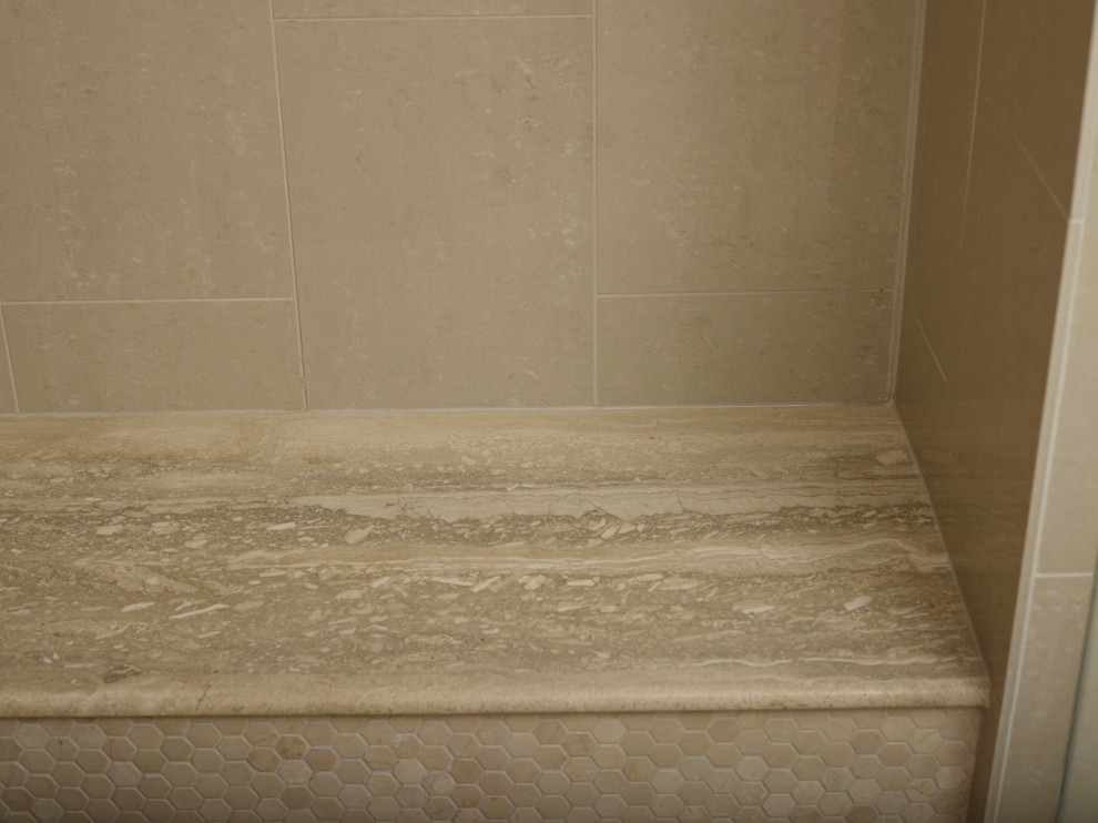 Pinder Residence • Ocean Silver Travertino - Bathroom - Calgary - by ...