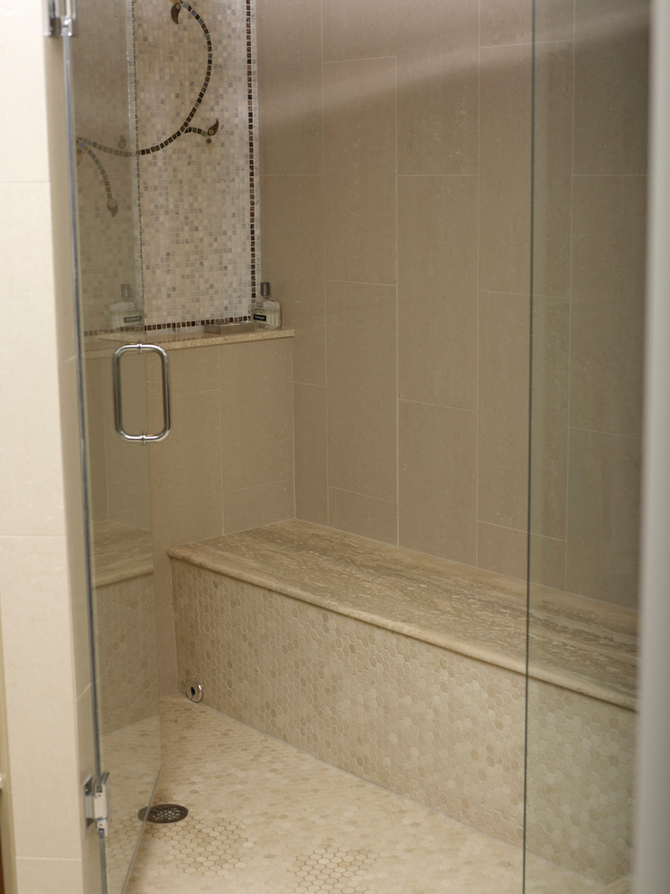 Pinder Residence • Ocean Silver Travertino - Bathroom - Calgary - by ...