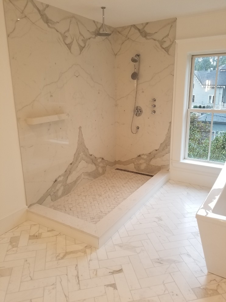 Porcelain Slabs - Transitional - Bathroom - Boston - by IDEAL TILE | Houzz