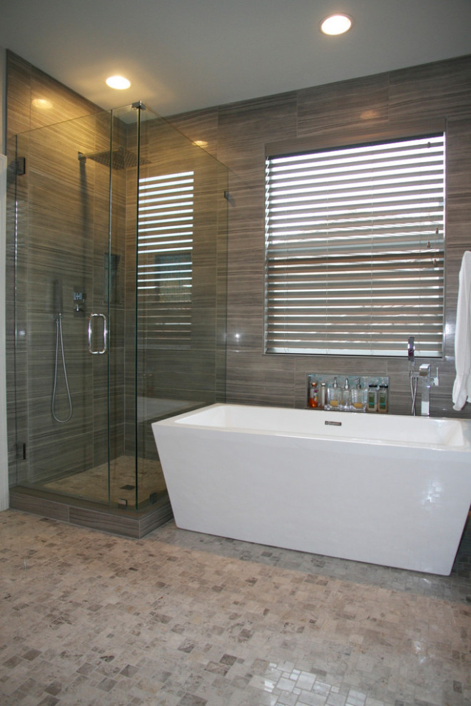 Porcelain Tile Shower 12" x 24" Rectangular Tile with modern straight ...