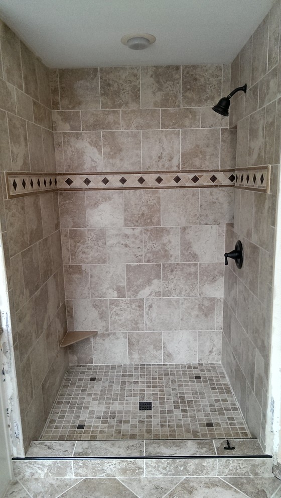 Porcelain tile shower - Transitional - Bathroom - Atlanta - by Ensotile ...
