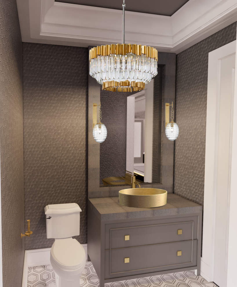 Powder Room Design Virtual Rendering - Transitional - Bathroom - New ...