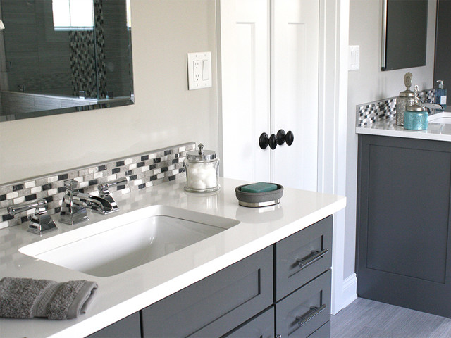 Pure White Vicostone Bathrooms - Transitional - Bathroom - Richmond ...