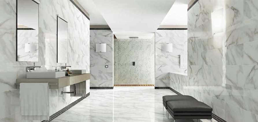 Real Calcutta Polished Porcelain Tile - Modern - Bathroom - Toronto ...