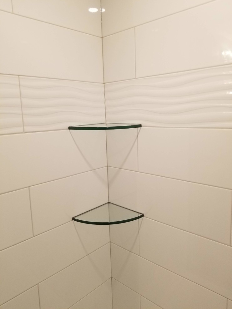 Refinished Basement with Baby Blue Walk-Up Bar - Traditional - Bathroom ...