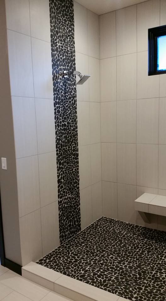 River Rock Walk In Shower - Bathroom - Columbus - by Mel's Decorating ...