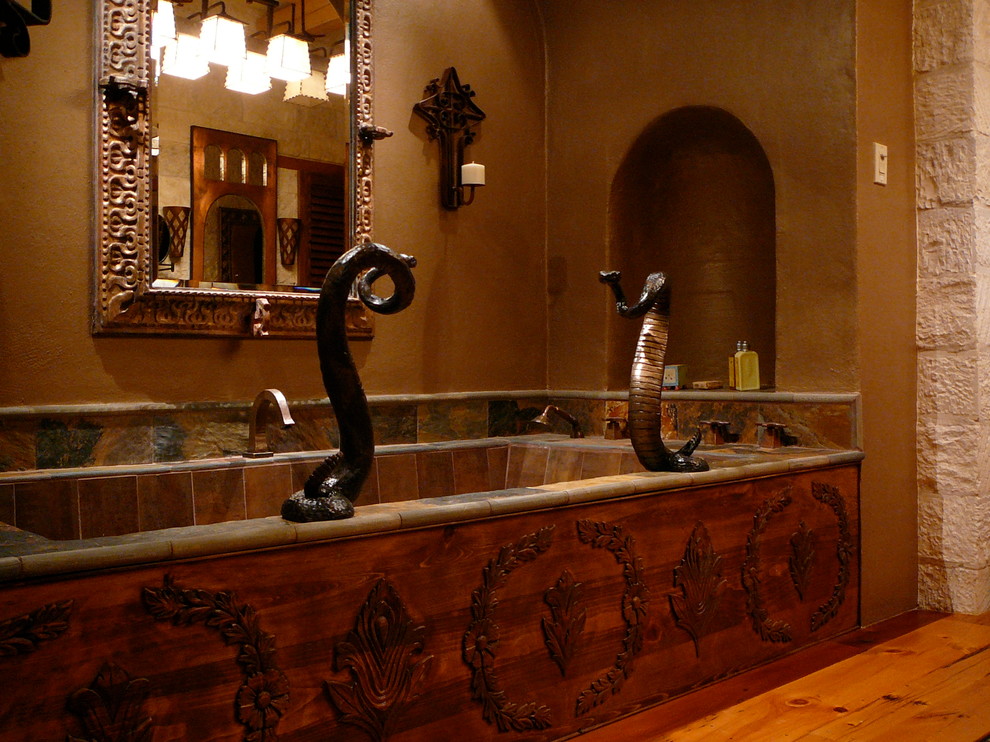 Rustic Hacienda Style Texas Ranch - Southwestern - Bathroom - Houston ...