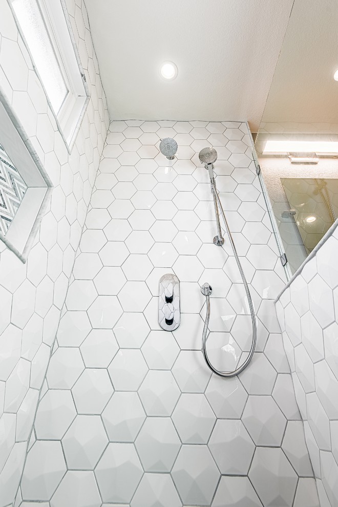 San Jose Master Bathroom Remodel with 3D Tile Installation - Modern ...