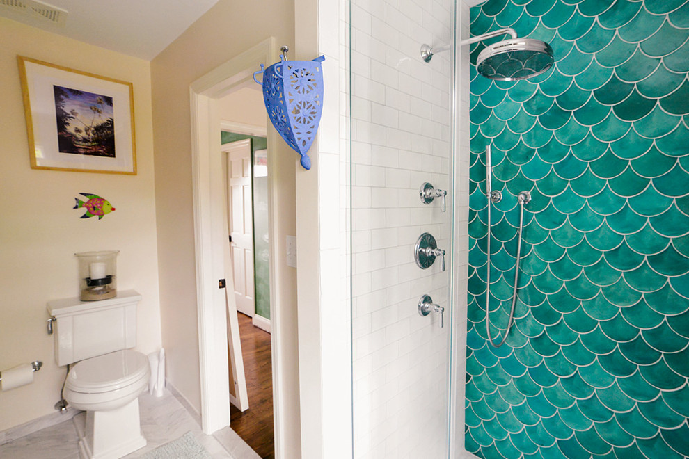 Sea Mist Moroccan Fish Scale Shower - Mediterranean - Bathroom ...