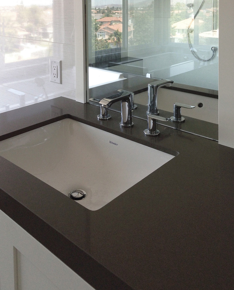 silestone altair at duravit sink - Beach Style - Bathroom - Orange ...