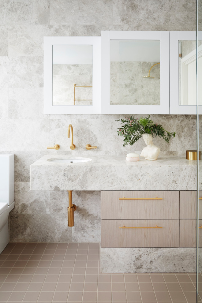 Silver Casa Limestone Tiles - Beach Style - Bathroom - Central Coast ...