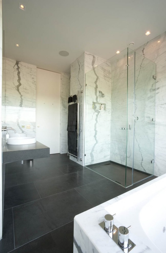Sonning - Statuario Marble & Chinese Basalt - Modern - Bathroom ...