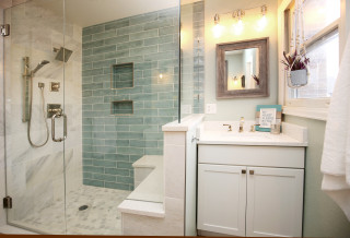 Spacious shower - Beach Style - Bathroom - Denver - by Denver Design ...