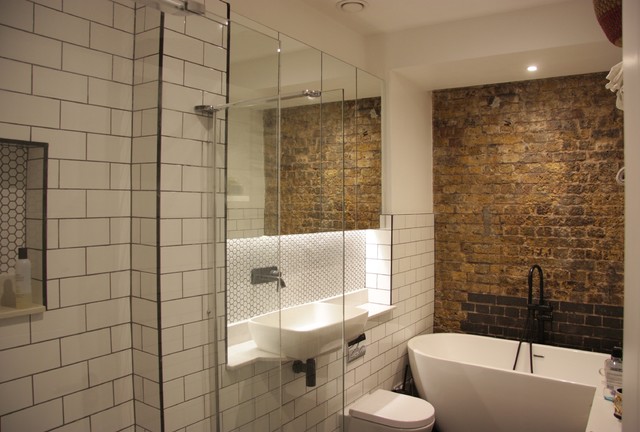 Spray painted vanity unit with mirrored hinged doors - Modern ...