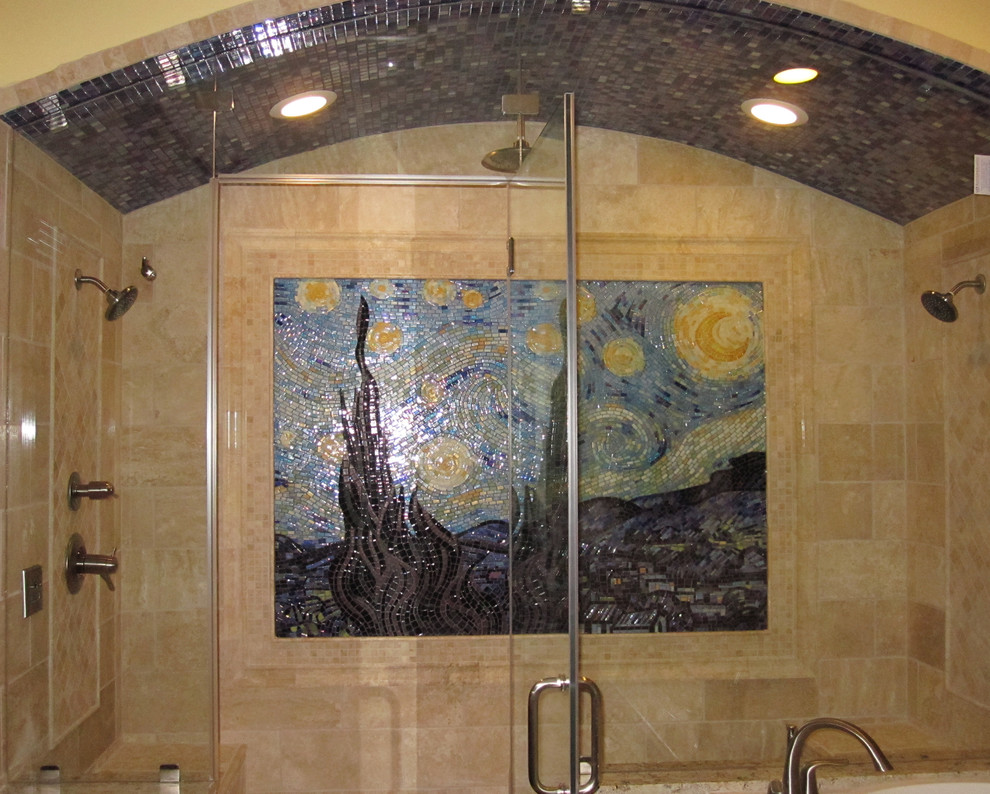 Starry night glass mosaic shower - Traditional - Bathroom - New York ...