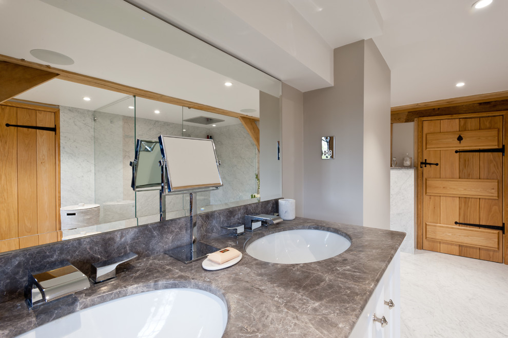 Stone - Carrara Marble Slabs with Bespoke Marble Shower Tray - Rustic ...