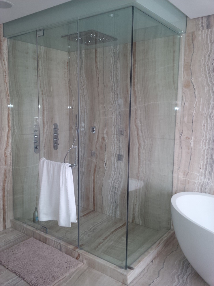 Stone slab book-matched - Contemporary - Bathroom - Vancouver - by Tavo ...