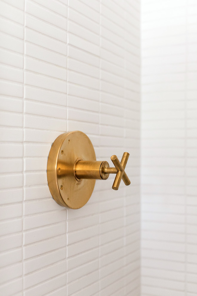 Sugar and Charm: Warm White Shower Tile - Transitional - Bathroom - San ...