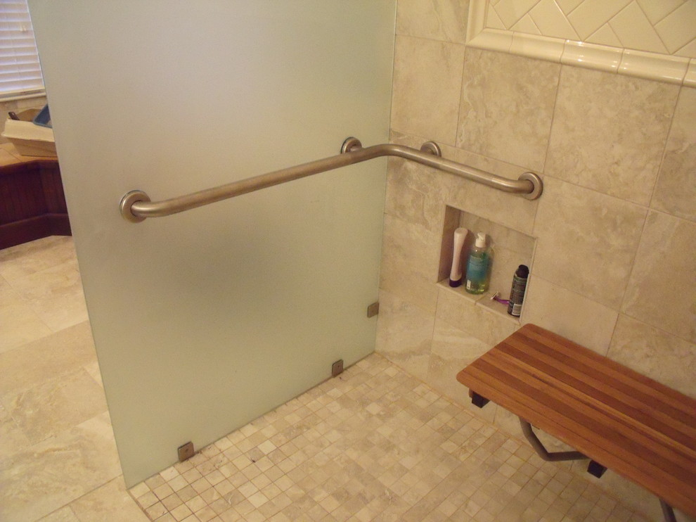 Teak folding bench & grab bars - Transitional - Bathroom - Atlanta - by ...