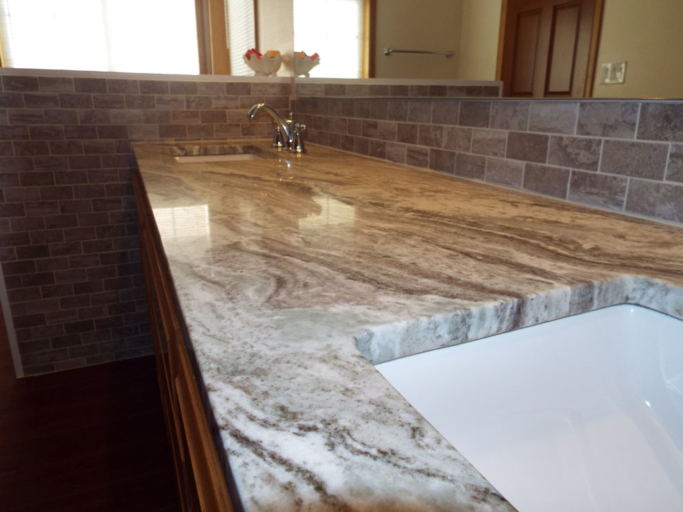 Tile and Granite Bathroom with Custom Glass Shower - Contemporary ...