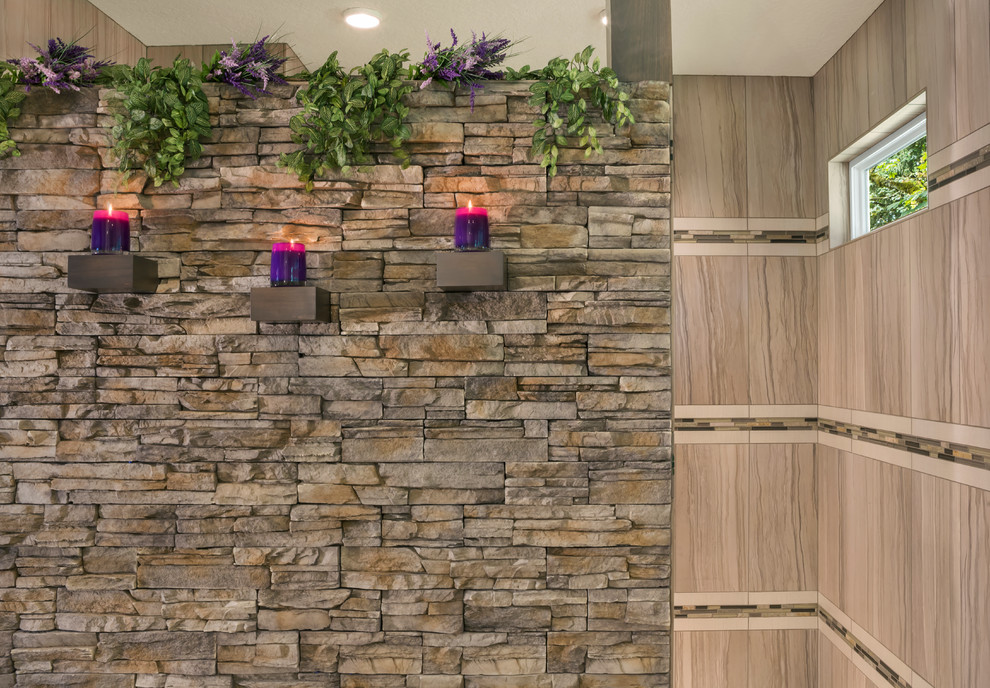 Tile & Stone Walk-in Shower - Transitional - Bathroom - Charleston - by ...