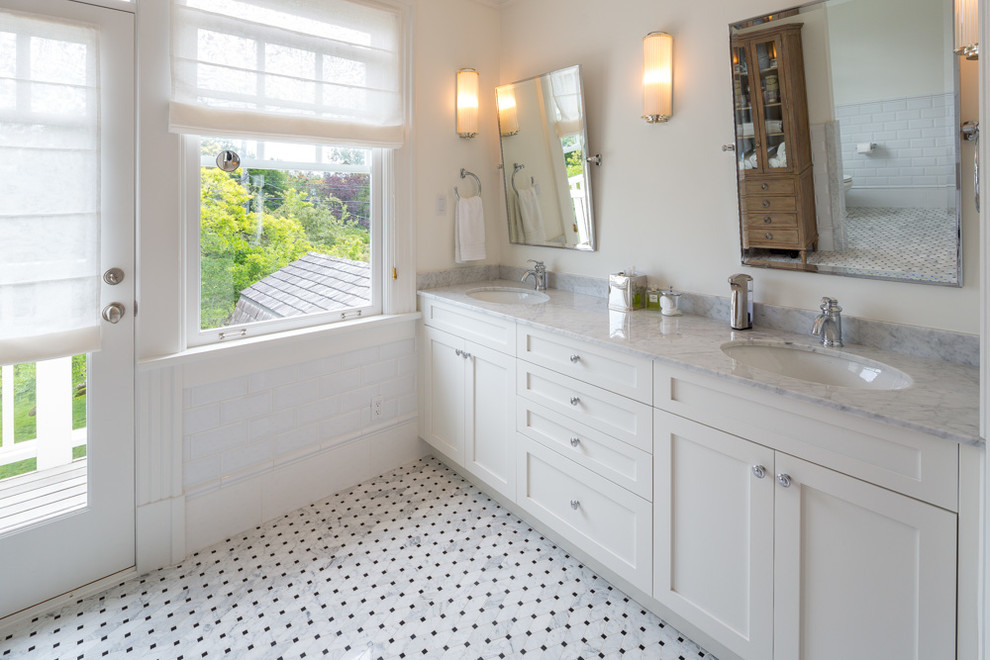 Traditional Bathroom Renovation - Marble with Free Standing Tub ...