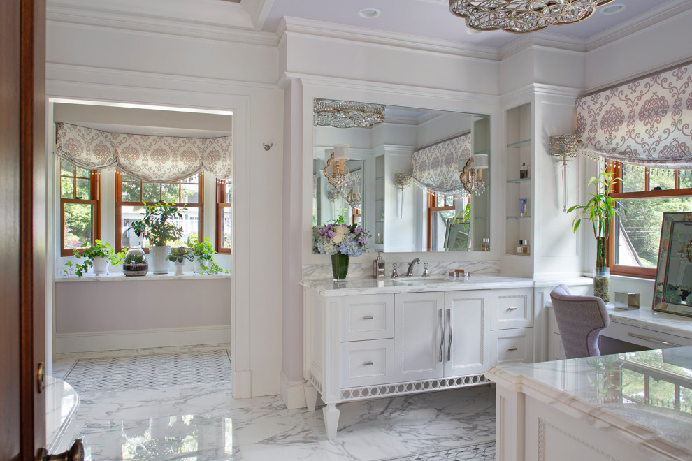 Transitional Master Bathroom With Contemporary Details - Transitional ...