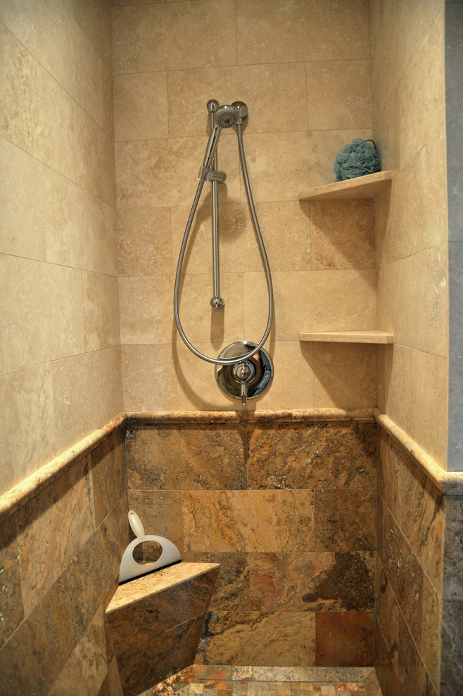 Travertine Shower - Traditional - Bathroom - Seattle - by All Tile | Houzz