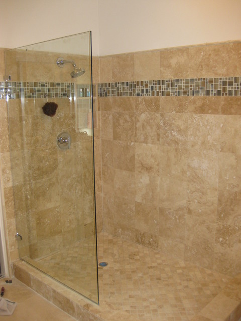 travertine showers and tubs - Transitional - Bathroom - Los Angeles ...