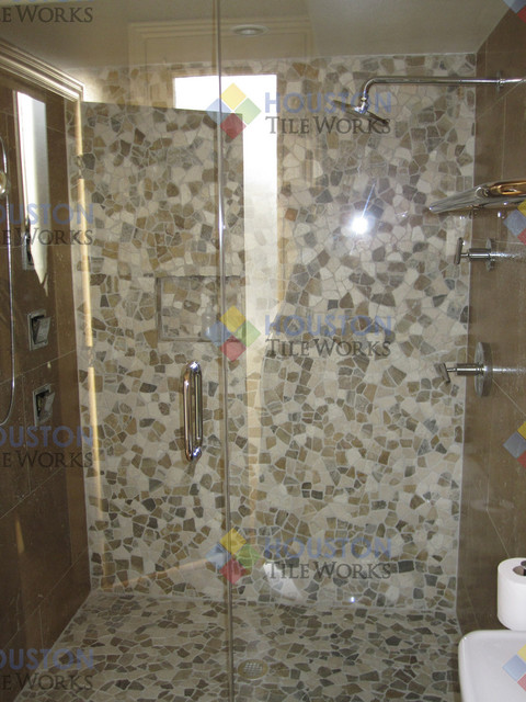 Travertine Stone Shower - Mediterranean - Bathroom - Houston - by ...