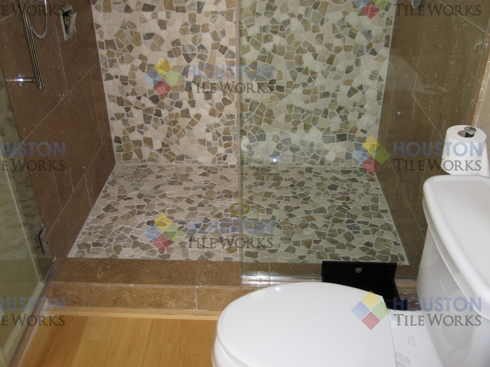Travertine Stone Shower - Mediterranean - Bathroom - Houston - by ...